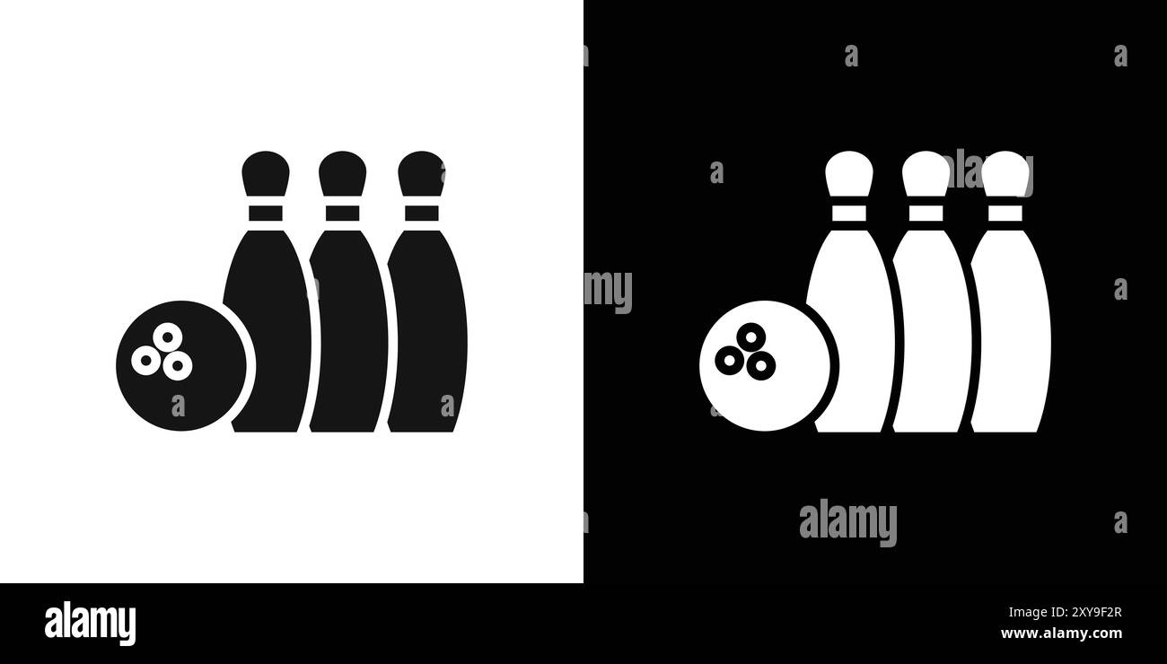 Bowling game icon logo sign vector outline in black and white color ...