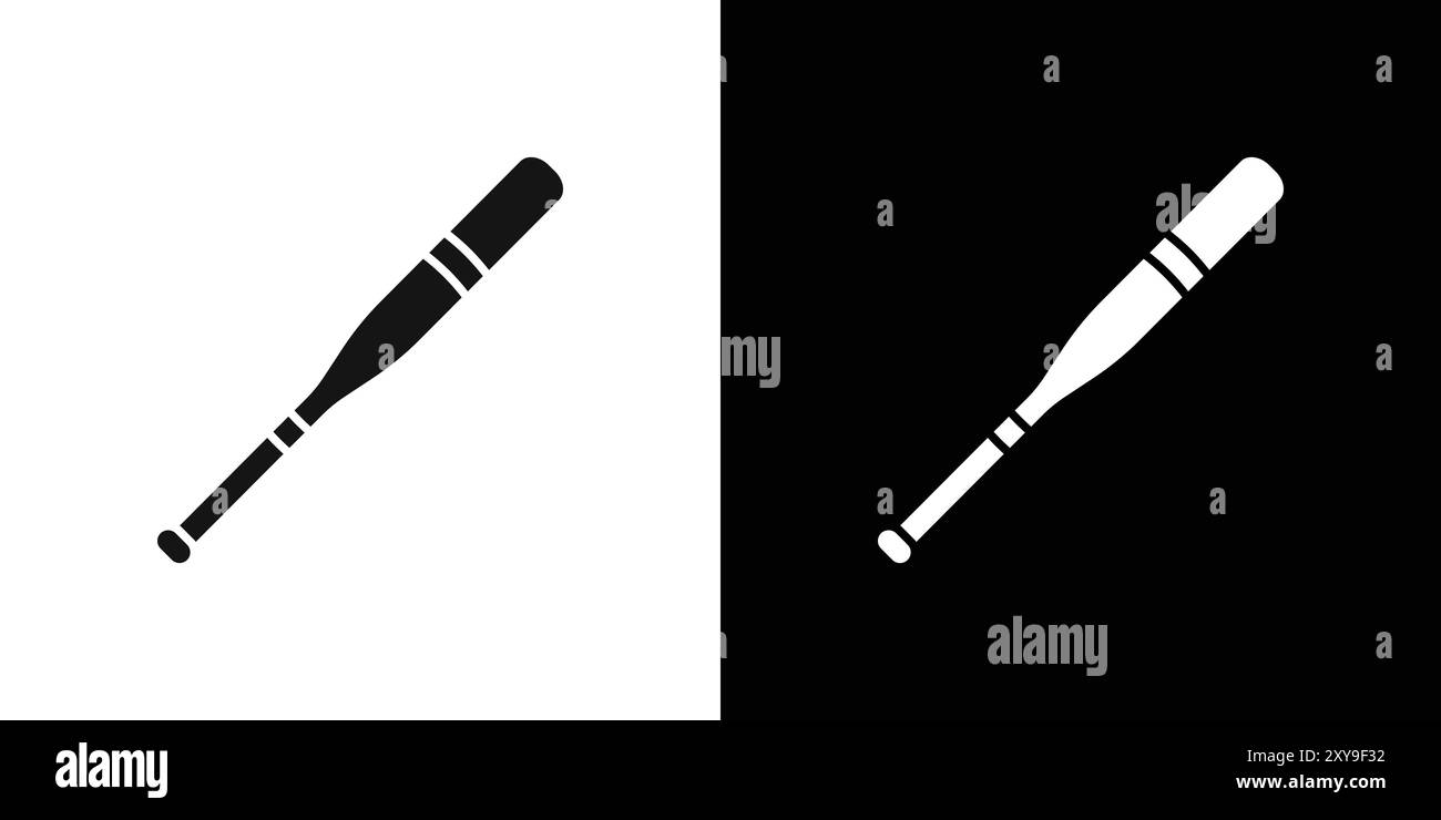 Baseball bat icon logo sign vector outline in black and white color ...