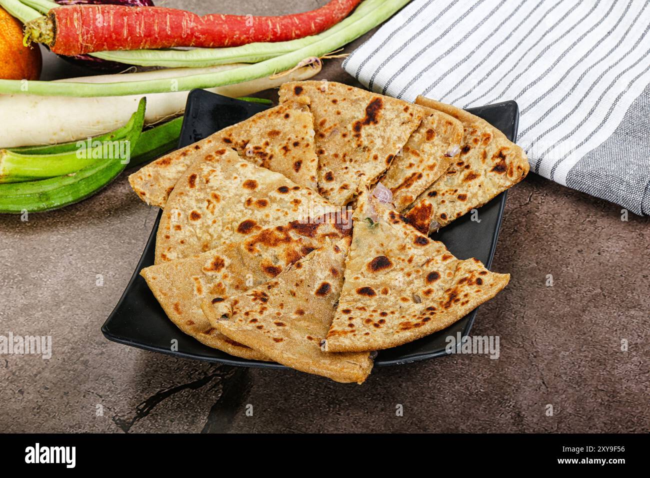 Indian vegetarian Aloo Paratha - bread with potato Stock Photo - Alamy
