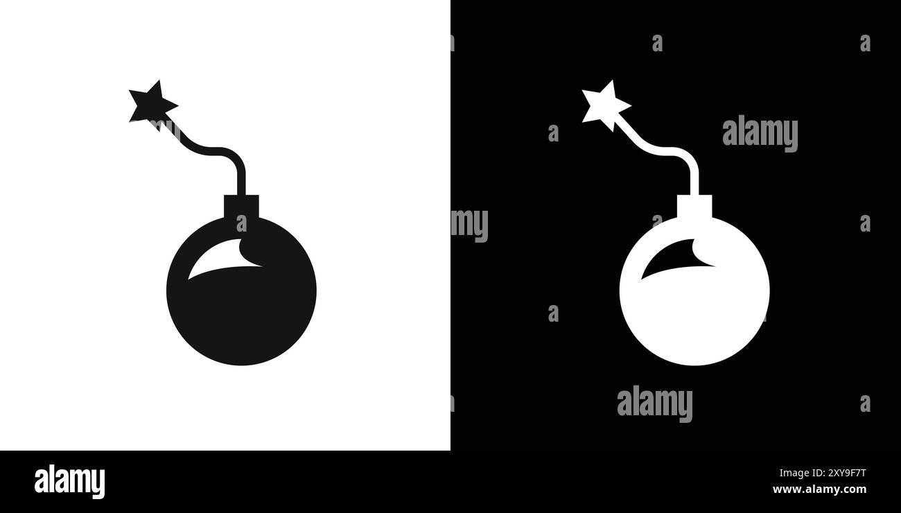 bomb icon logo sign vector outline in black and white color Stock ...