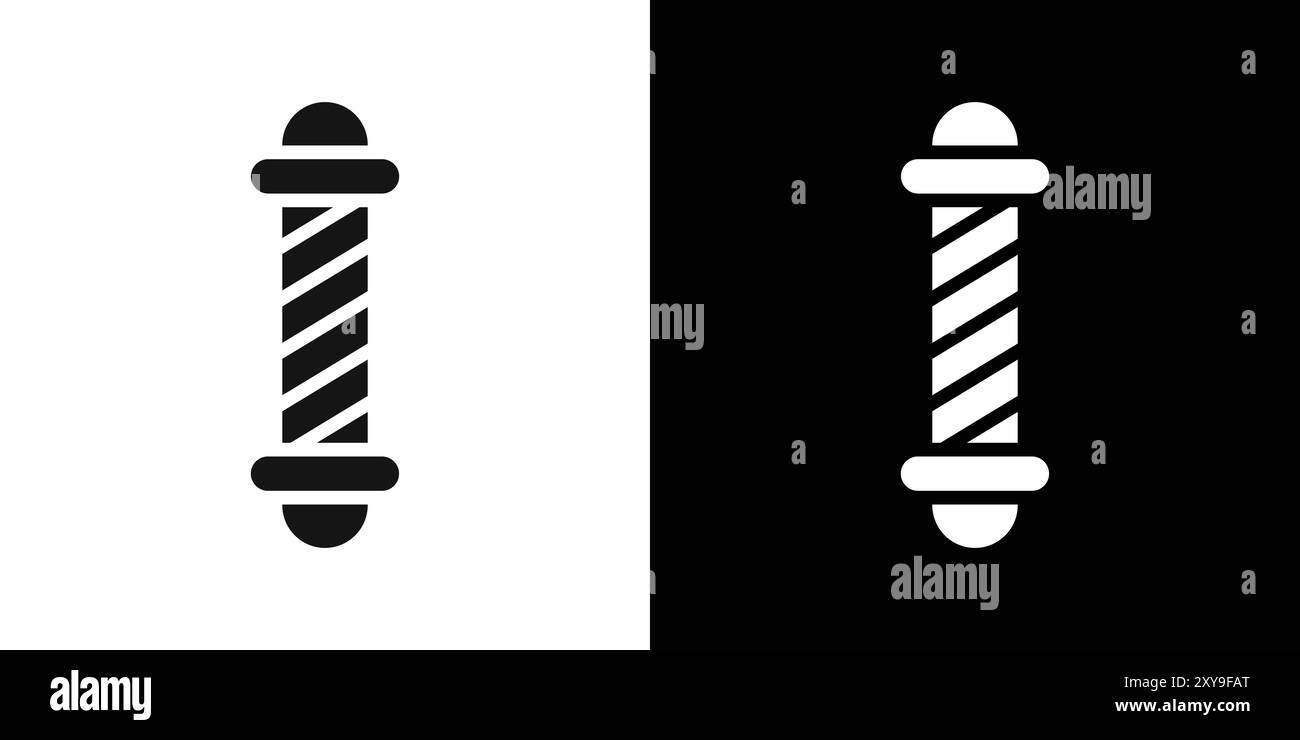 barber pole icon logo sign vector outline in black and white color ...