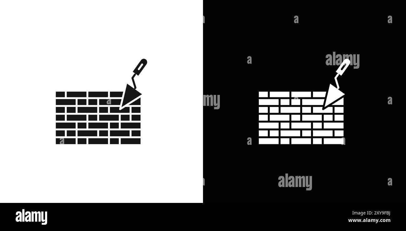 Brickwork icon logo sign vector outline in black and white color Stock ...