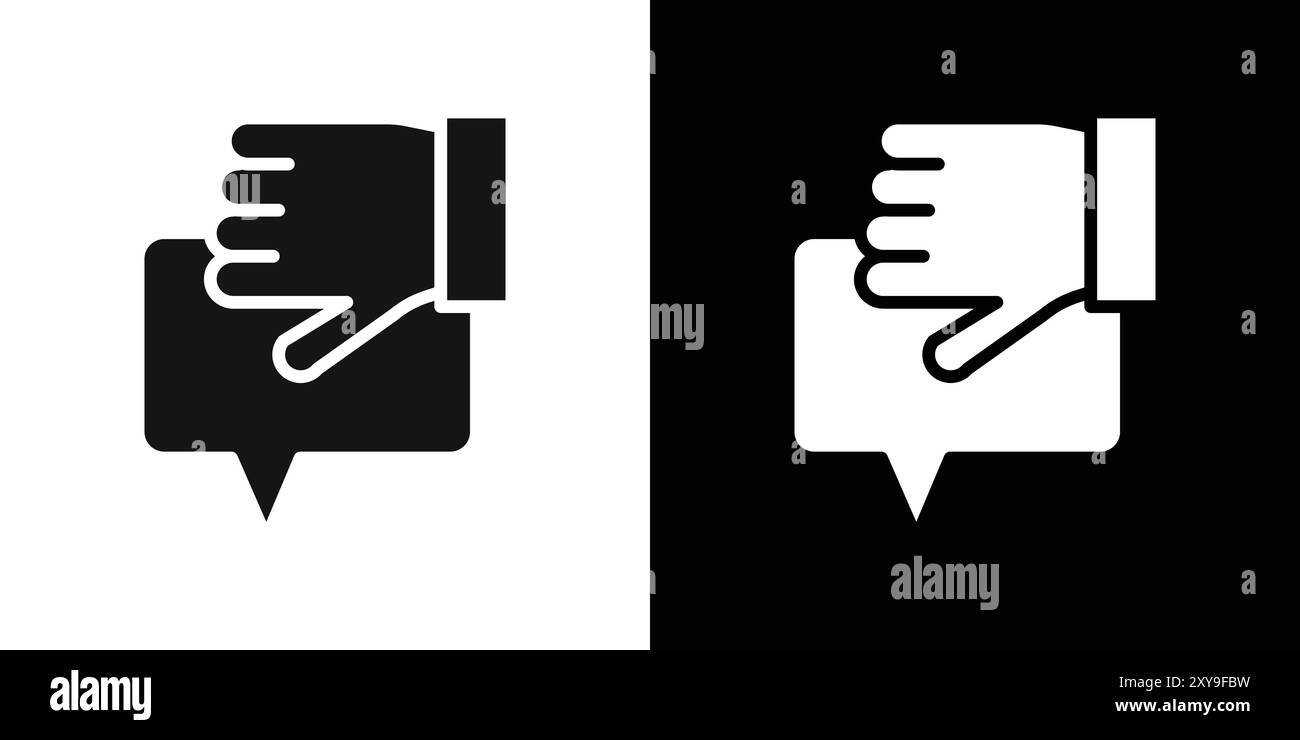 bad feedback icon logo sign vector outline in black and white color ...