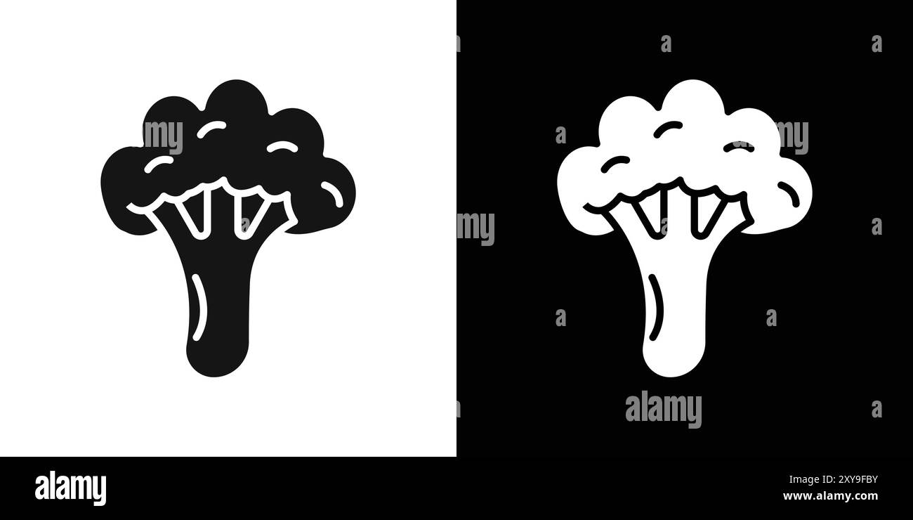 Broccoli icon logo sign vector outline in black and white color Stock ...