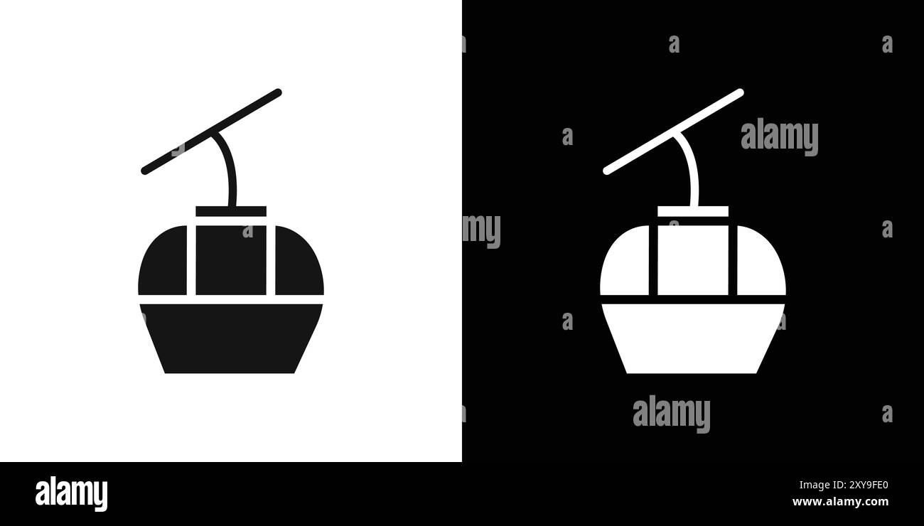 cableway funicular icon logo sign vector outline in black and white ...