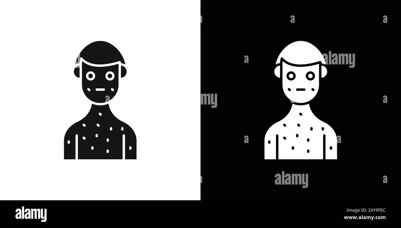 Boy chicken pox icon logo sign vector outline in black and white color ...