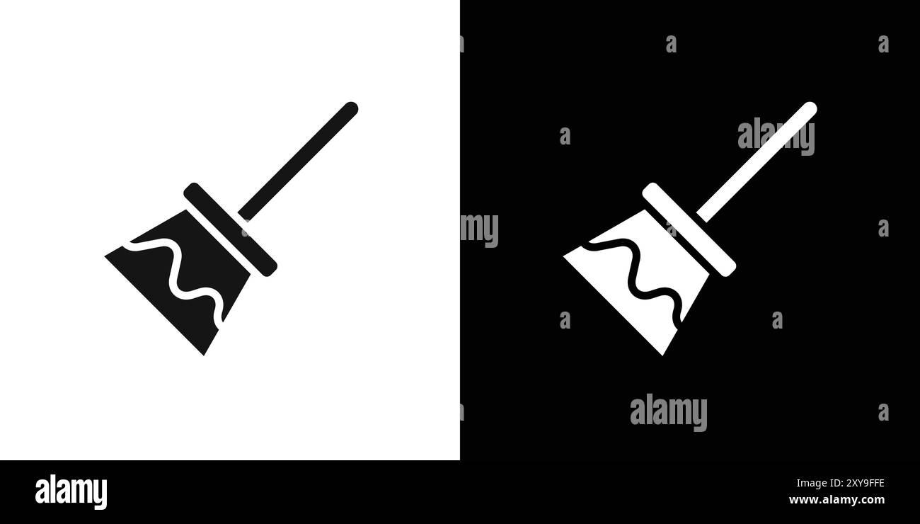 broom icon logo sign vector outline in black and white color Stock ...