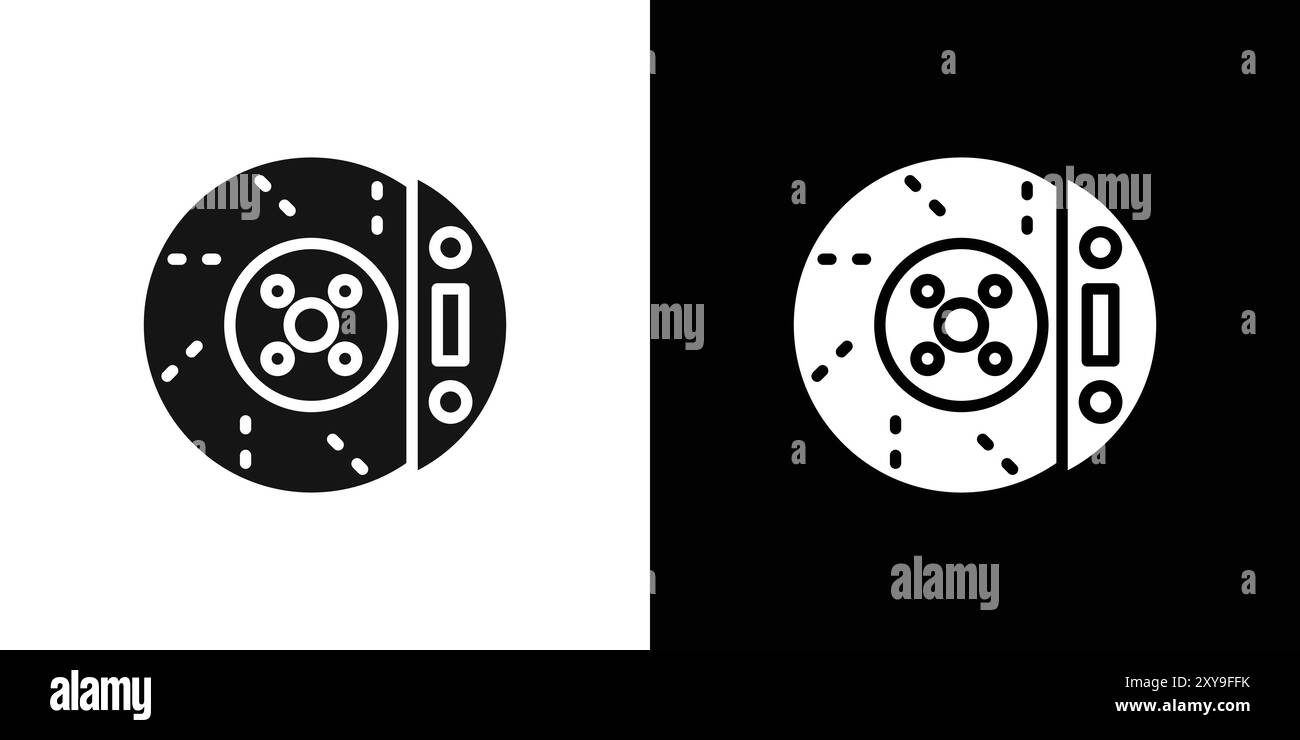 Car brake disk with caliper icon logo sign vector outline in black and ...