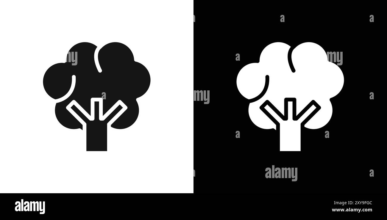 broccoli icon (2) logo sign vector outline in black and white color ...