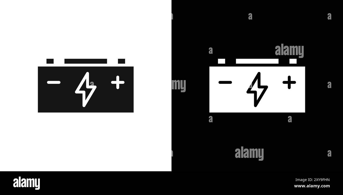 Car Battery icon logo sign vector outline in black and white color ...