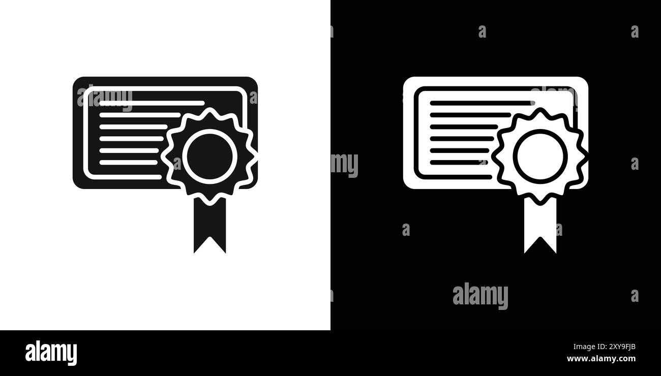 Certificate icon (3) logo sign vector outline in black and white color ...