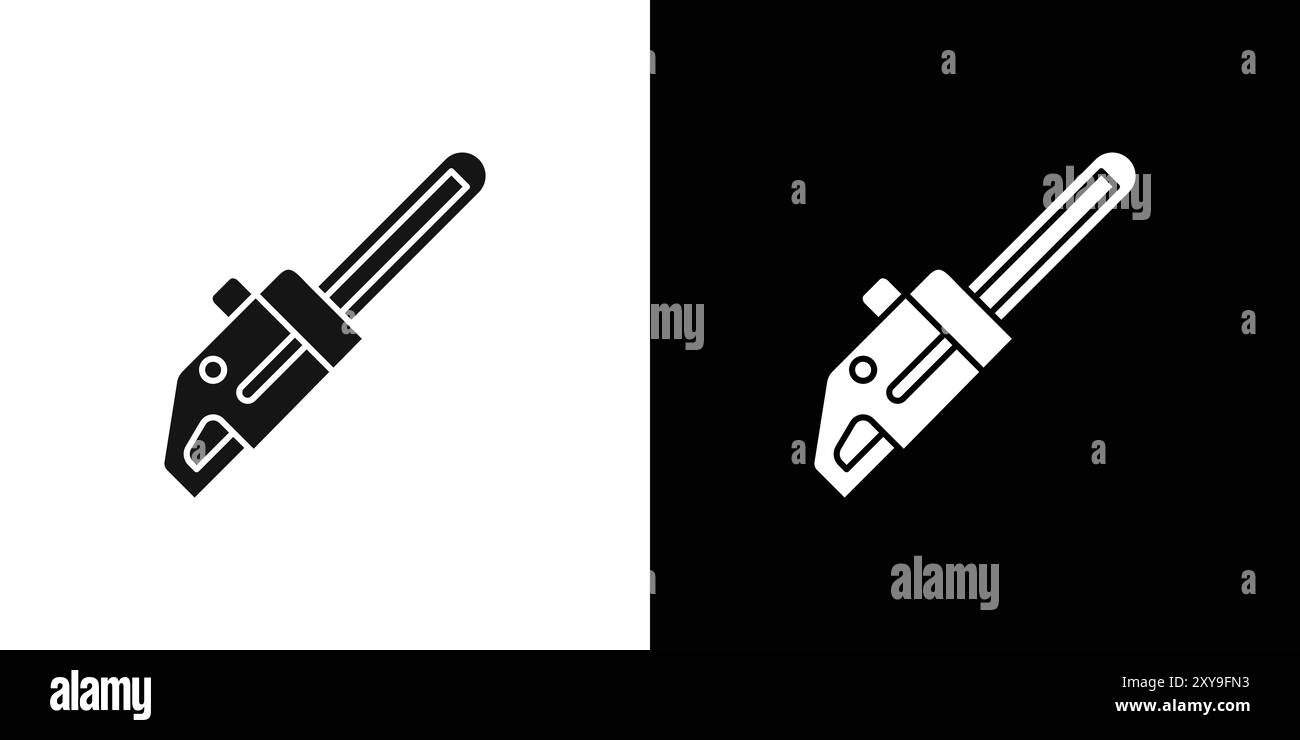 Chainsaw icon logo sign vector outline in black and white color Stock ...