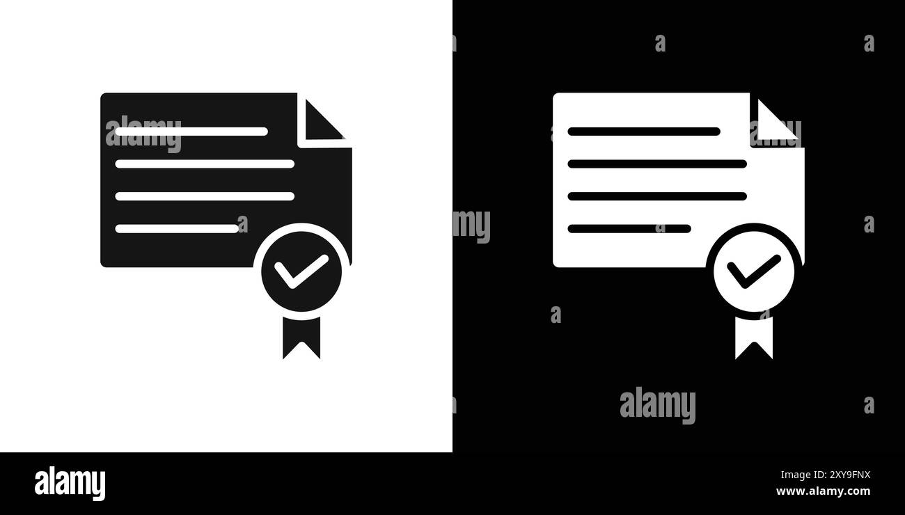 Certificate icon logo sign vector outline in black and white color ...