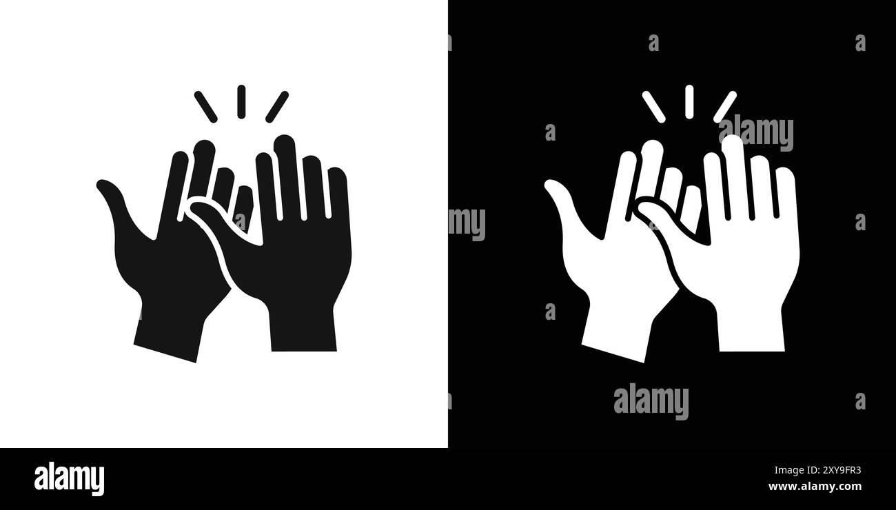 Clapping hand icon logo sign vector outline in black and white color Stock Vector Image & Art ...