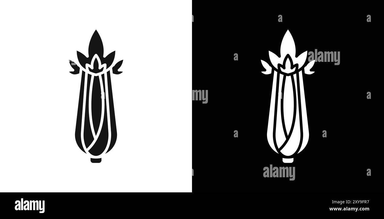 Celery icon logo sign vector outline in black and white color Stock ...