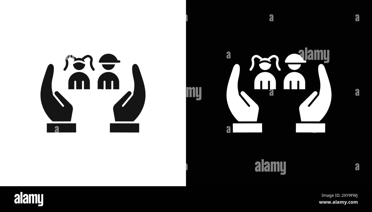 child protect icon logo sign vector outline in black and white color ...