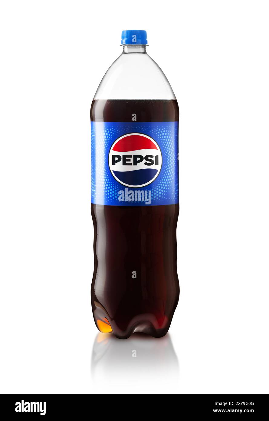 Chisinau, MOLDOVA - August 20, 2024: Front view of Pepsi Cola 2L ...