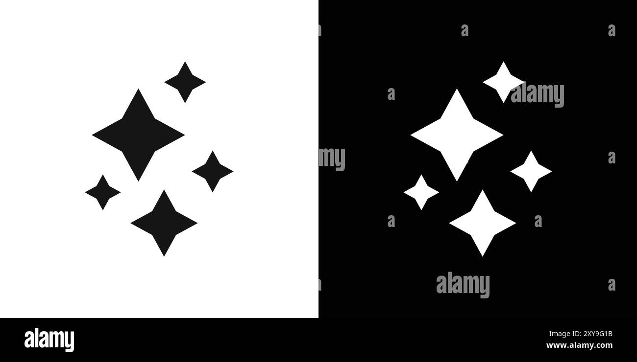 Clean shine star icon logo sign vector outline in black and white color ...