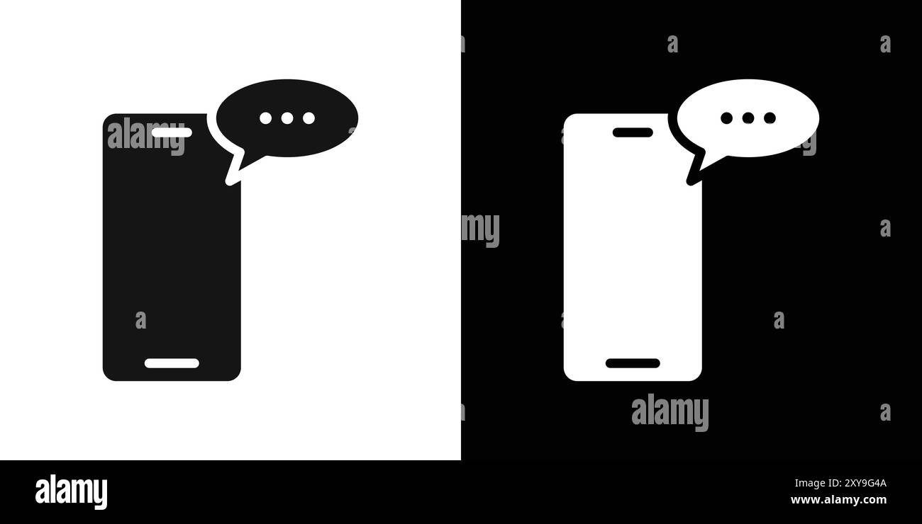 Chatting message on mobile phone icon logo sign vector outline in black ...