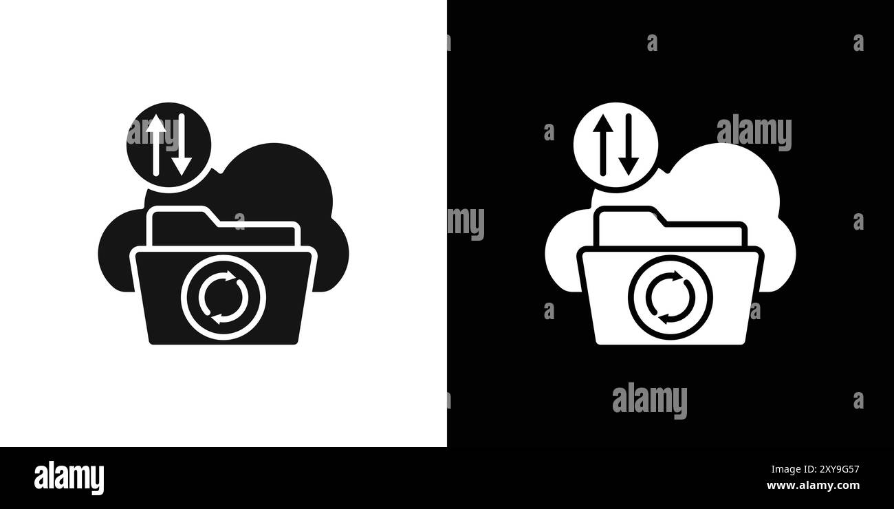 Data Recovery icon logo sign vector outline in black and white color ...