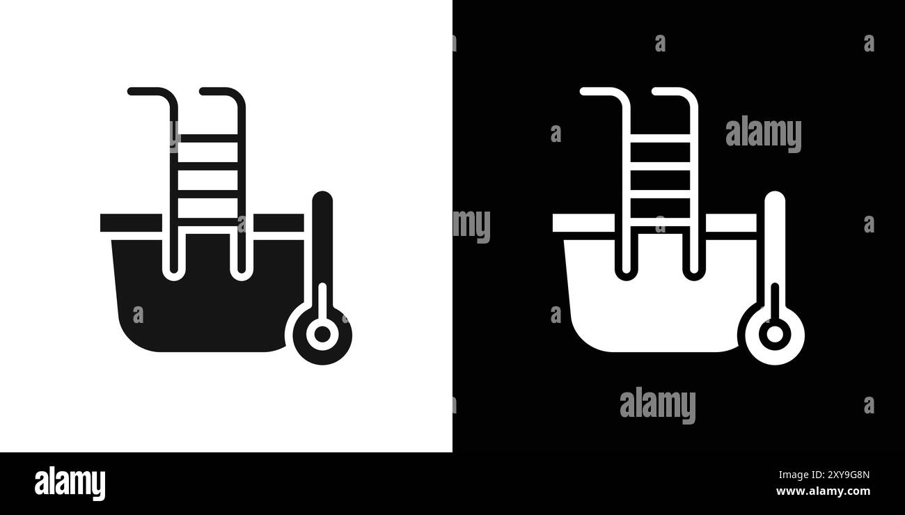 Cold plunge icon logo sign vector outline in black and white color ...