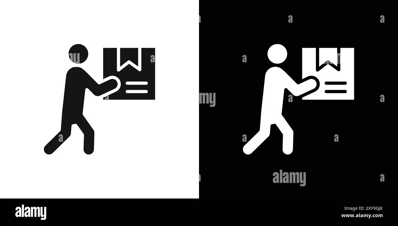 courier delivery icon logo sign vector outline in black and white color ...