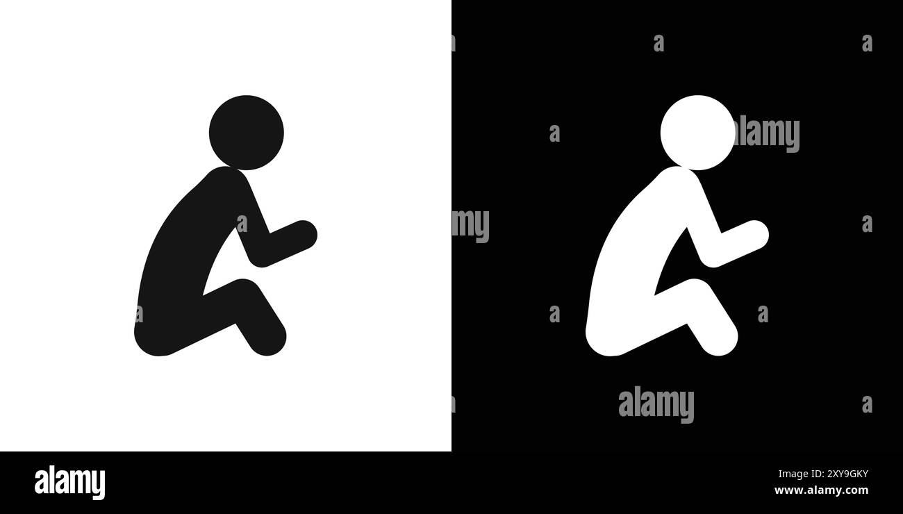 Depression icon logo sign vector outline in black and white color Stock ...