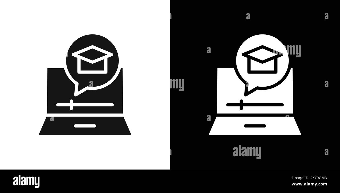 E learning icon logo sign vector outline in black and white color Stock ...