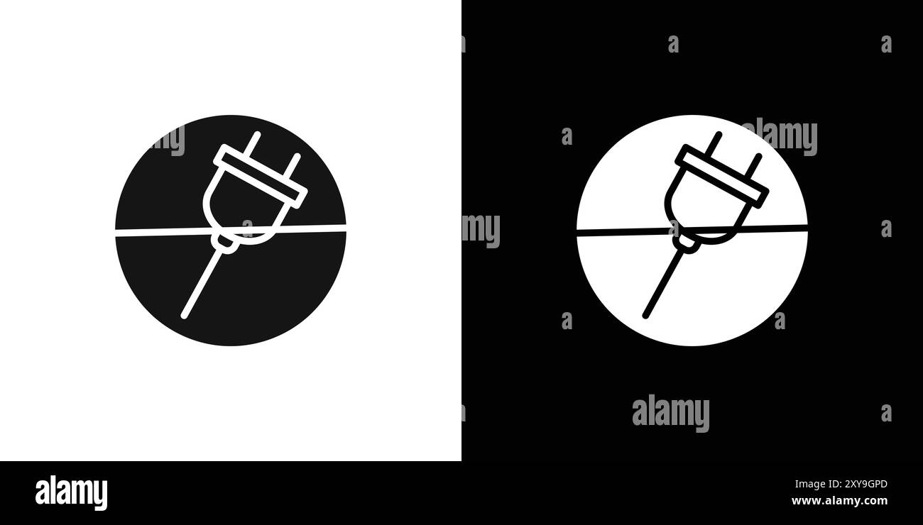 do not plug connect icon logo sign vector outline in black and white ...