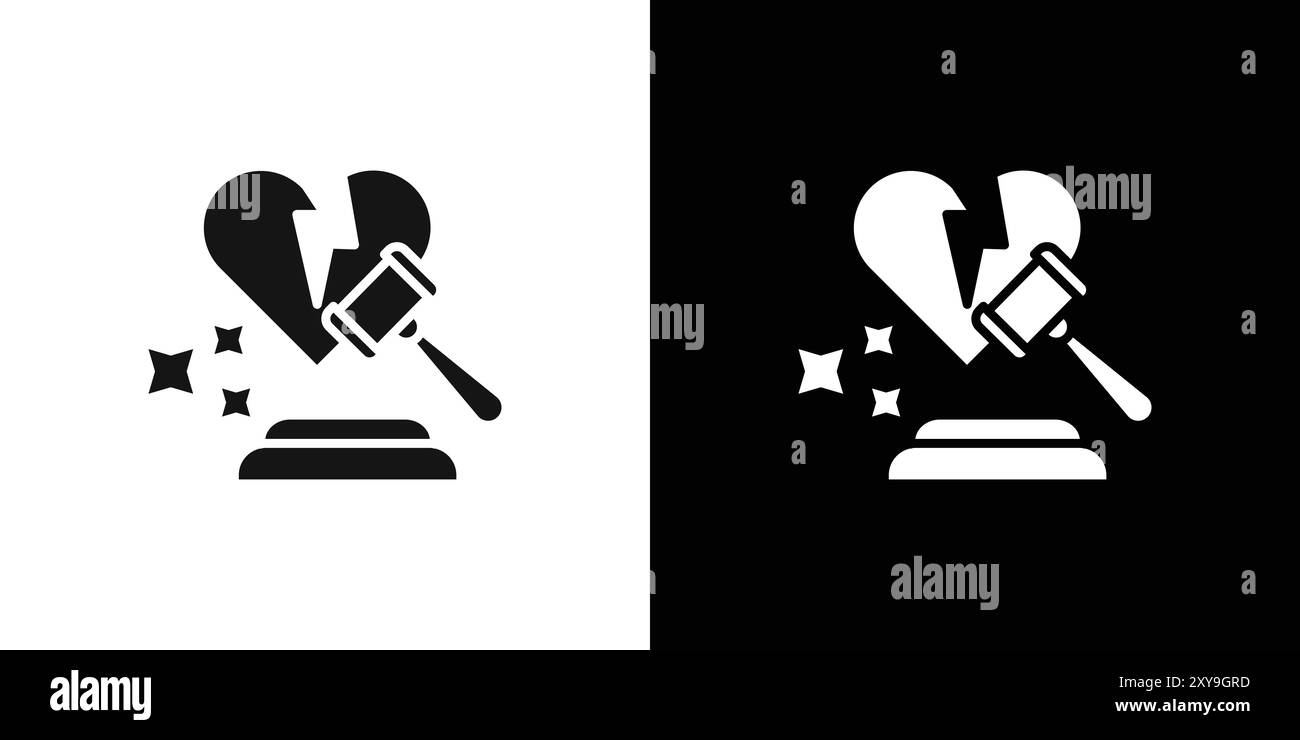 Divorce icon (2) logo sign vector outline in black and white color ...