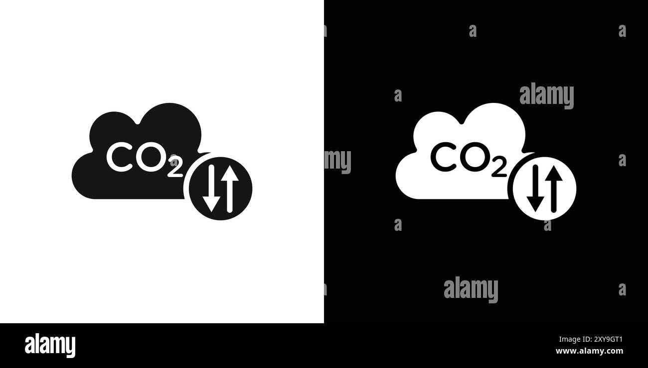 co2 gas carbon dioxide icon logo sign vector outline in black and white ...