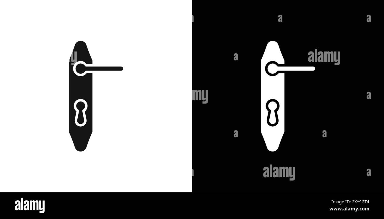 Door Handle icon logo sign vector outline in black and white color ...
