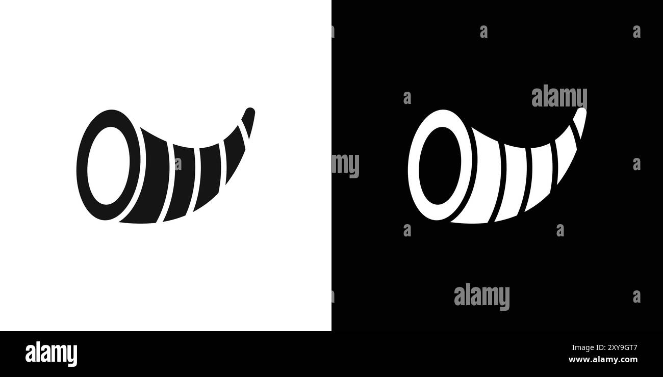 Cornucopia Icon Logo Sign Vector Outline In Black And White Color Stock