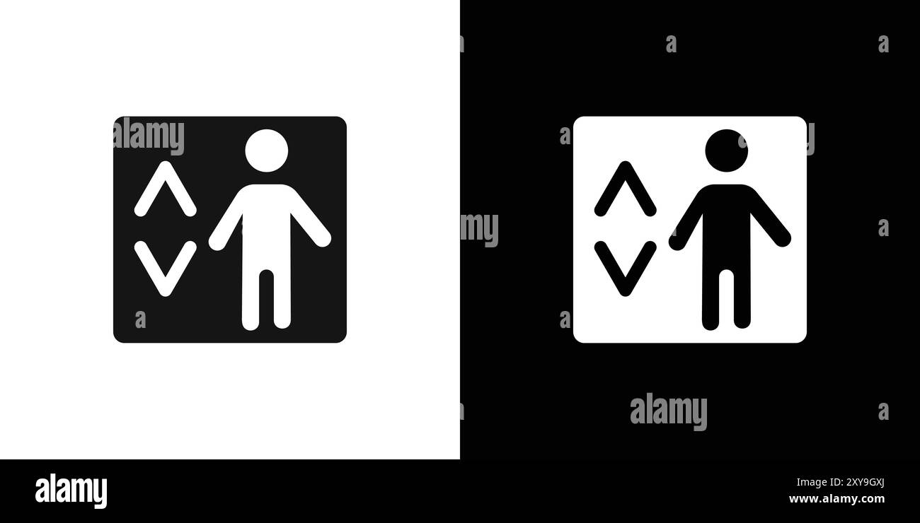 elevator lift icon logo sign vector outline in black and white color Stock Vector Image & Art ...