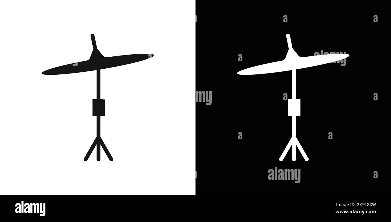 Cymbal icon logo sign vector outline in black and white color Stock ...