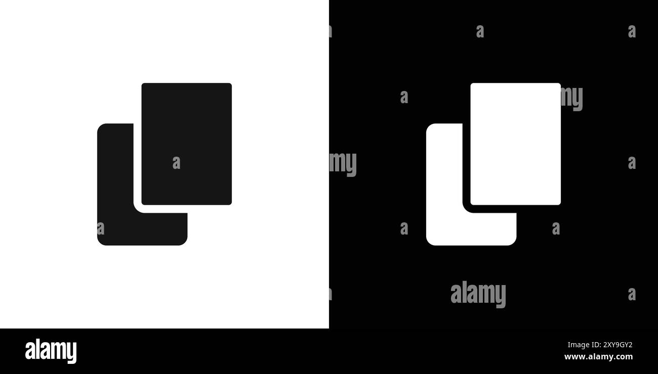 Duplicate file icon logo sign vector outline in black and white color Stock Vector Image & Art ...