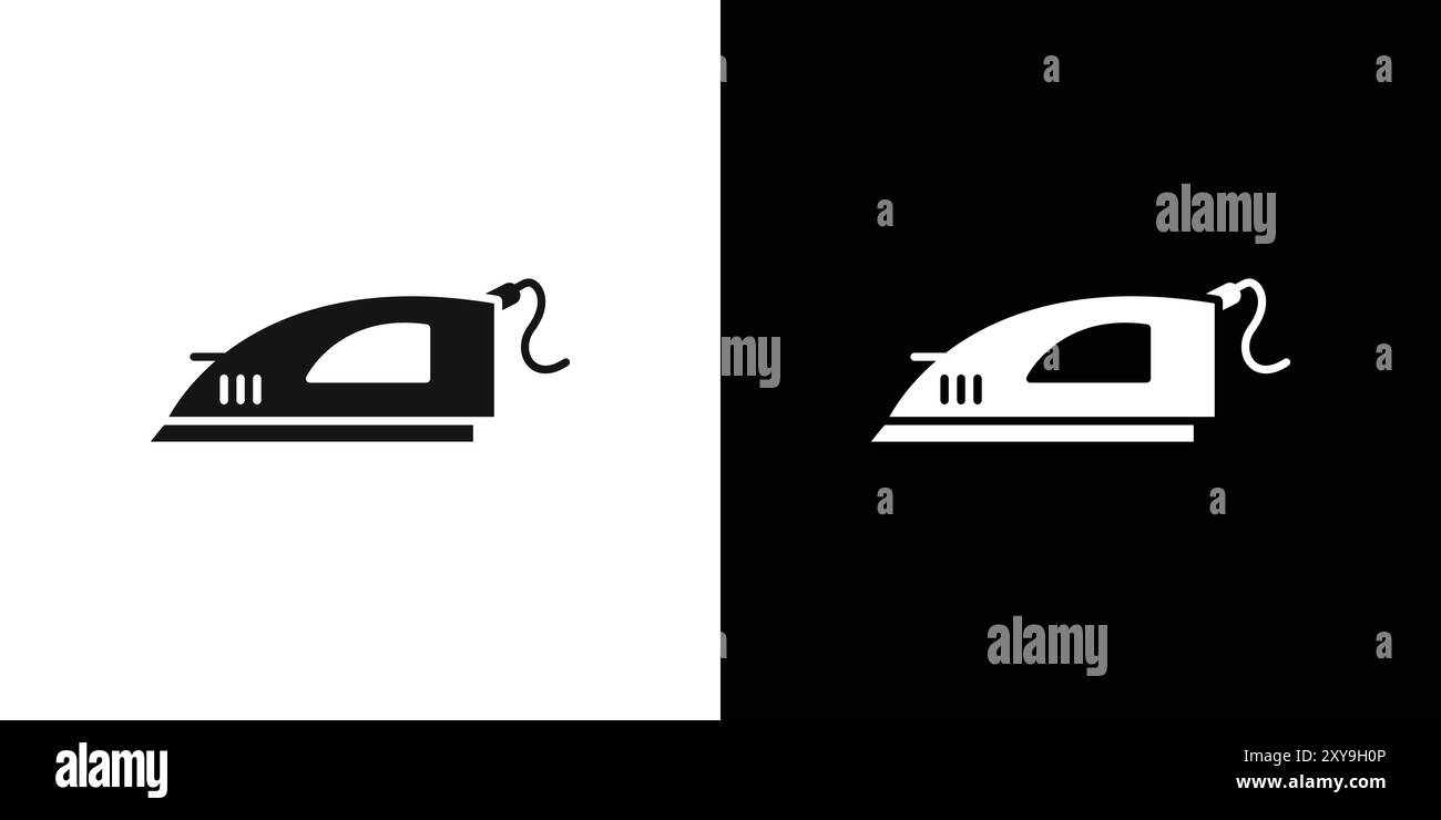 Electric Iron icon logo sign vector outline in black and white color ...