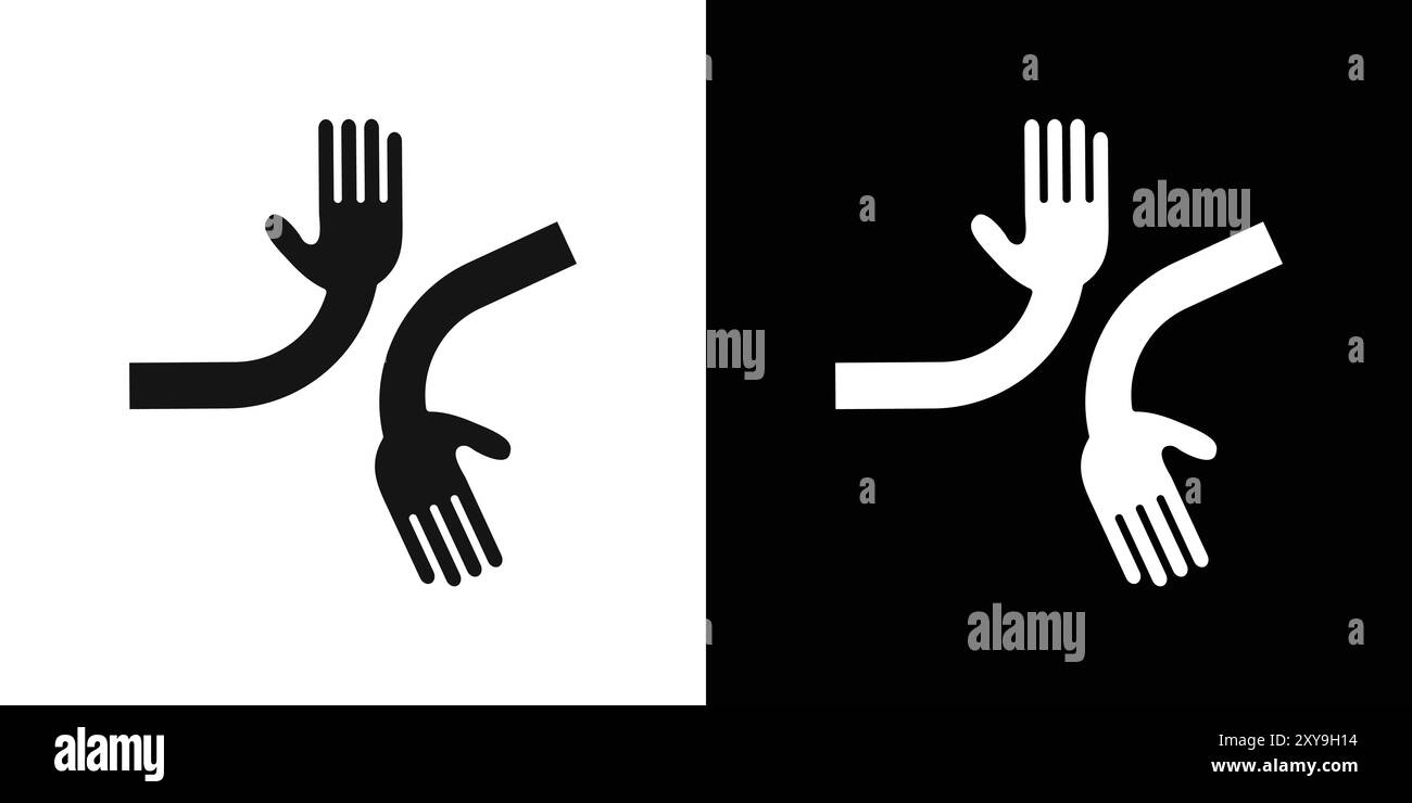 elbow greeting icon logo sign vector outline in black and white color ...