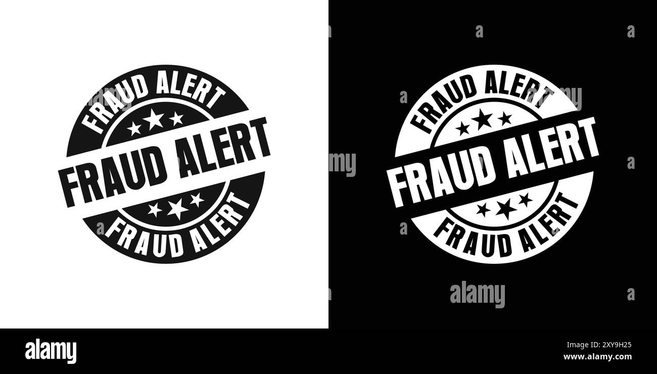 Fraud Alert icon logo sign vector outline in black and white color ...