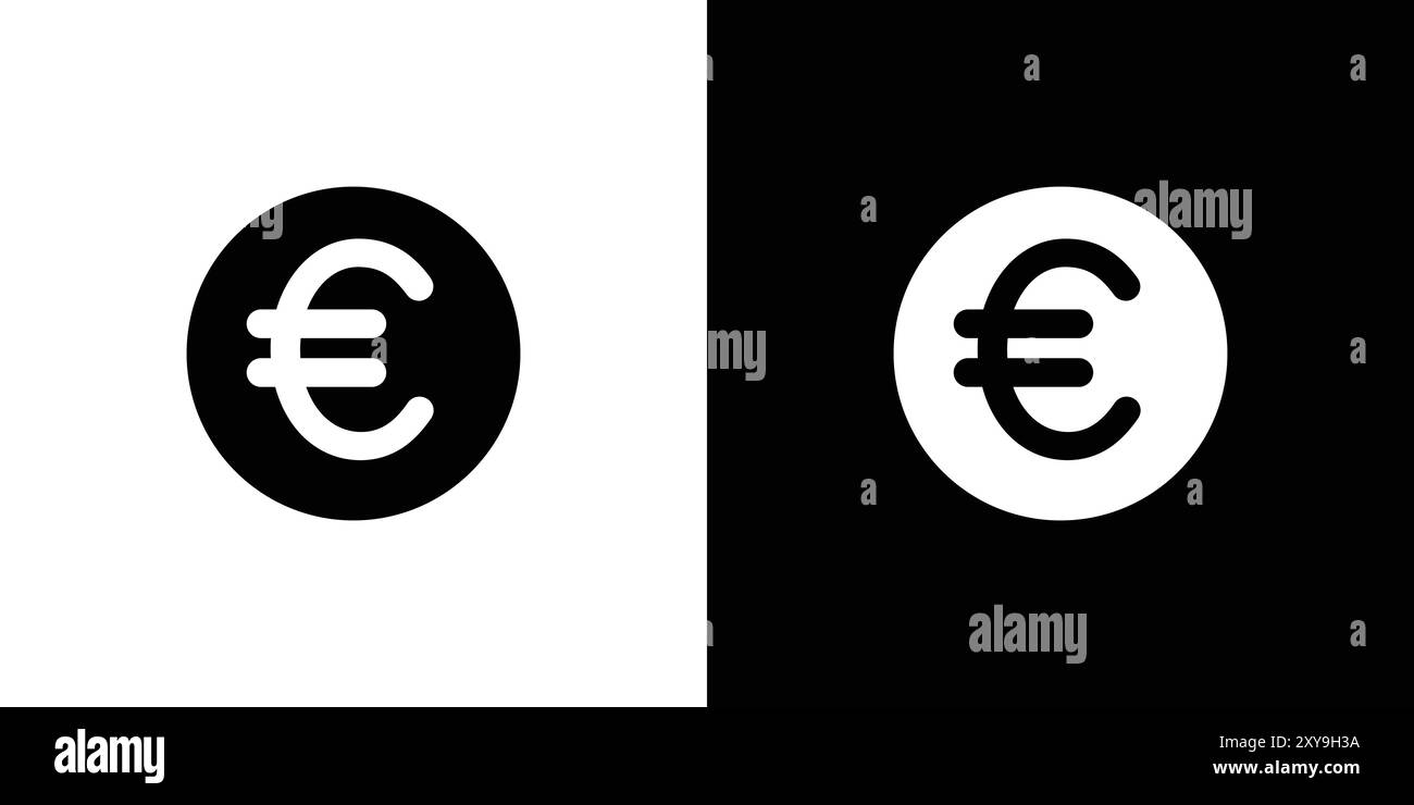 EURO icon logo sign vector outline in black and white color Stock ...