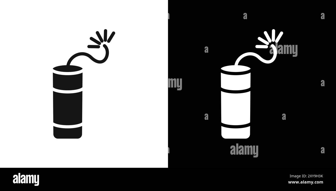dynamite icon logo sign vector outline in black and white color Stock ...