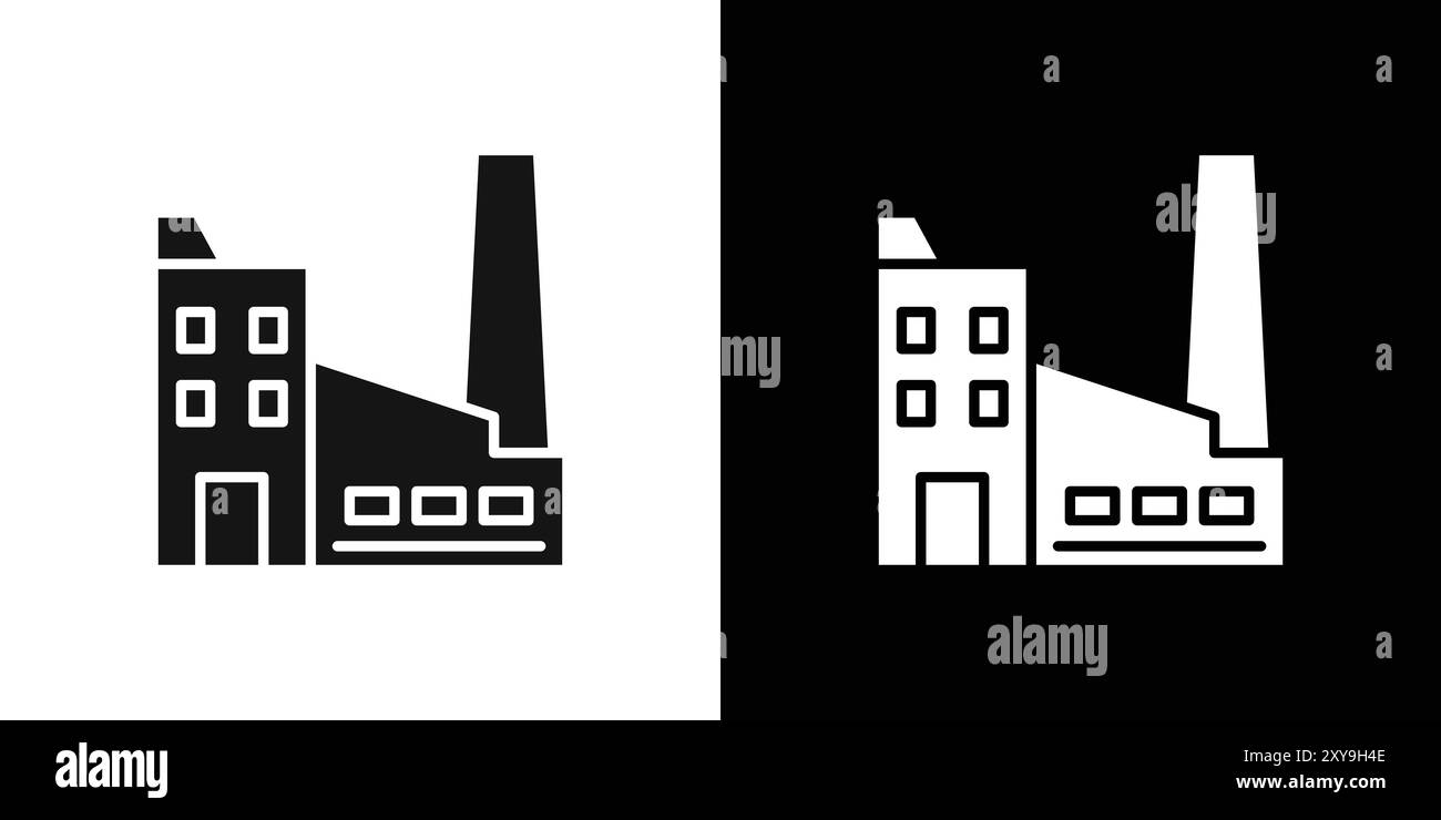 Factory deal icon logo sign vector outline in black and white color ...