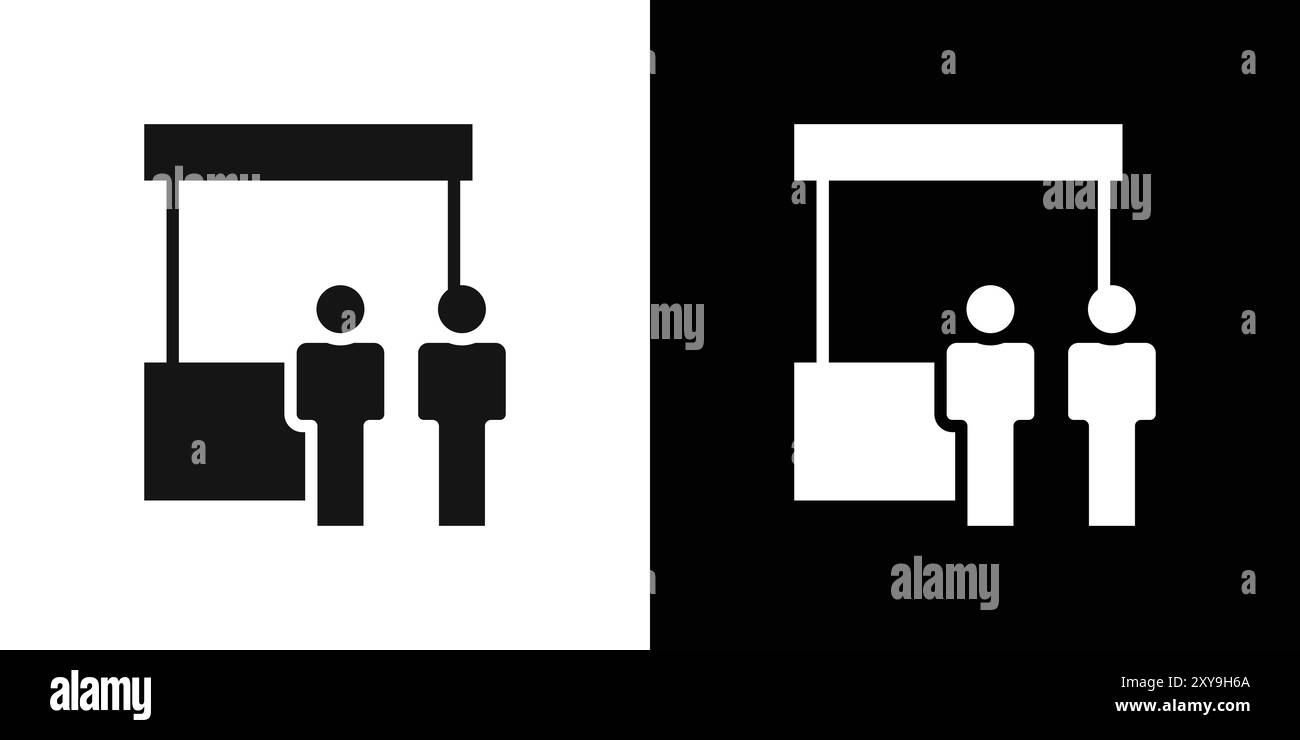 exhibition stand booth icon logo sign vector outline in black and white ...