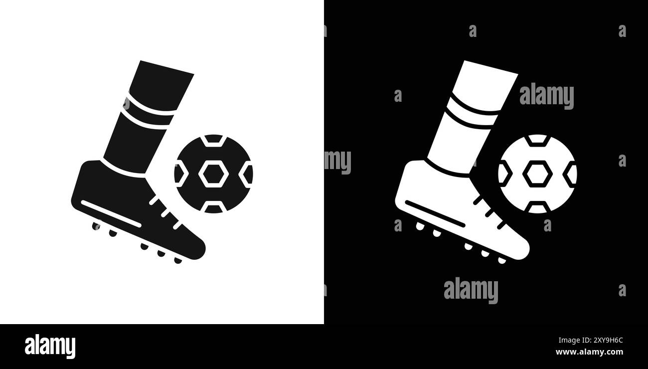 Football kick icon logo sign vector outline in black and white color ...
