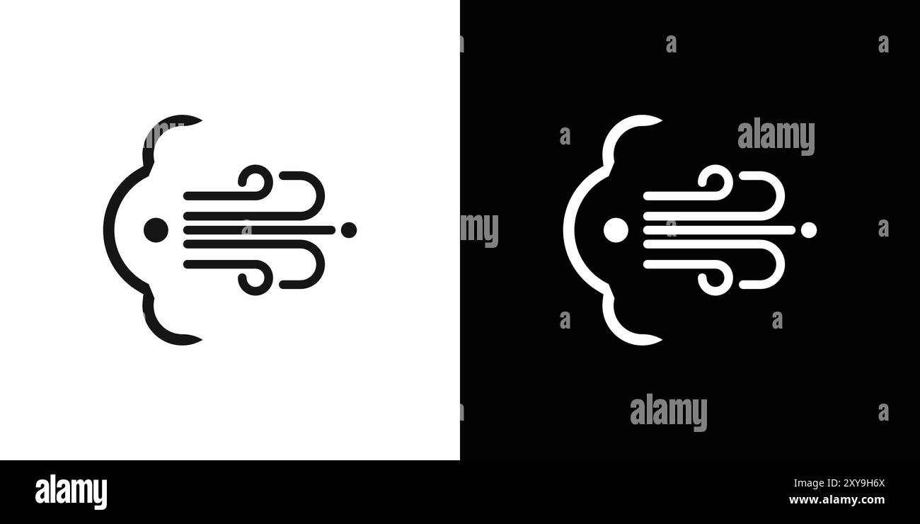 gust icon logo sign vector outline in black and white color Stock ...