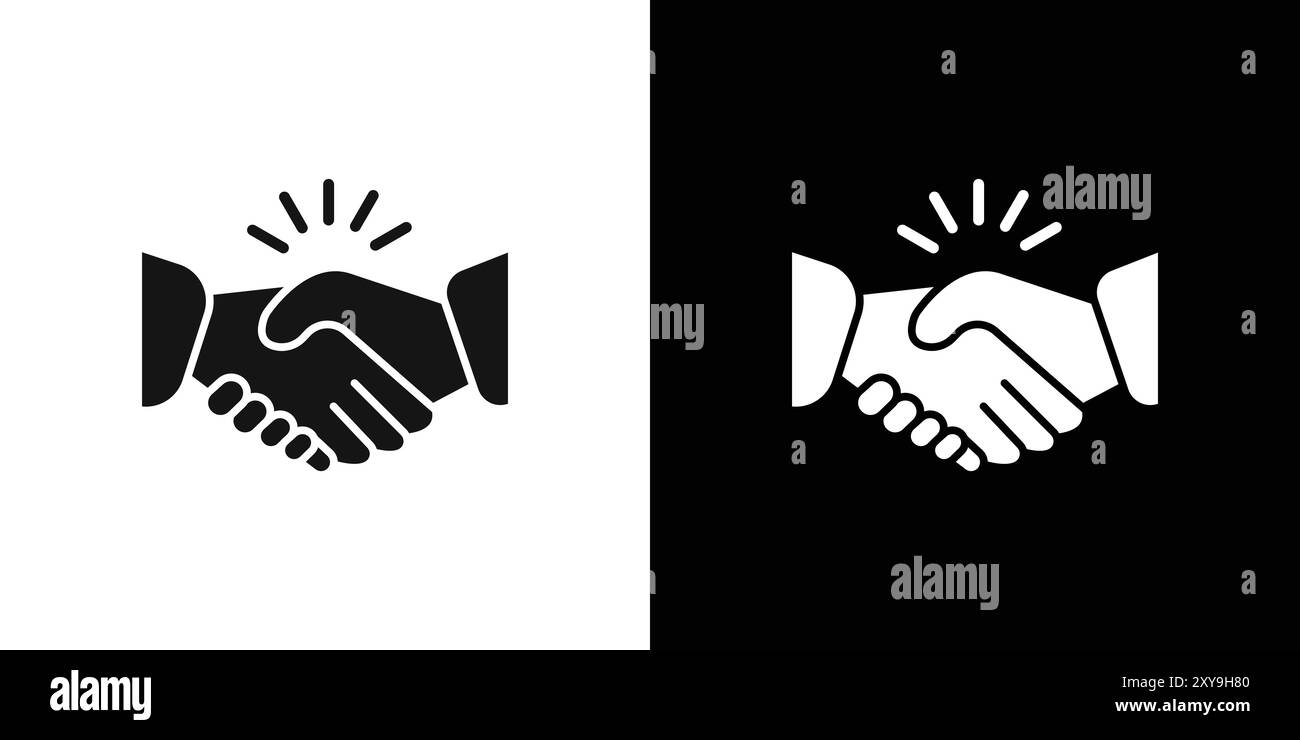 Handshake icon logo sign vector outline in black and white color Stock ...