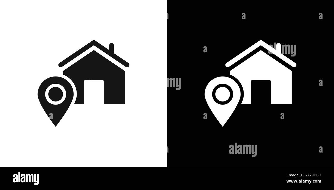 Home Address icon logo sign vector outline in black and white color ...