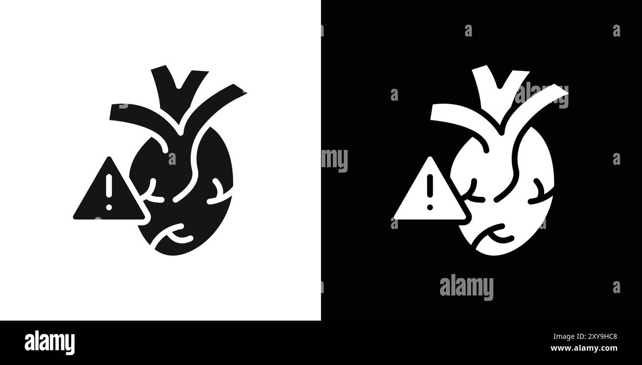 Heart risk icon logo sign vector outline in black and white color Stock ...