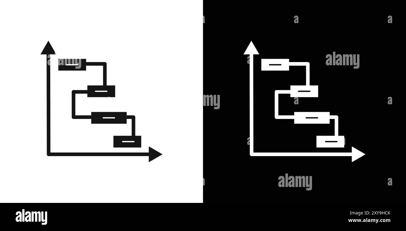 Gantt chart icon logo sign vector outline in black and white color ...