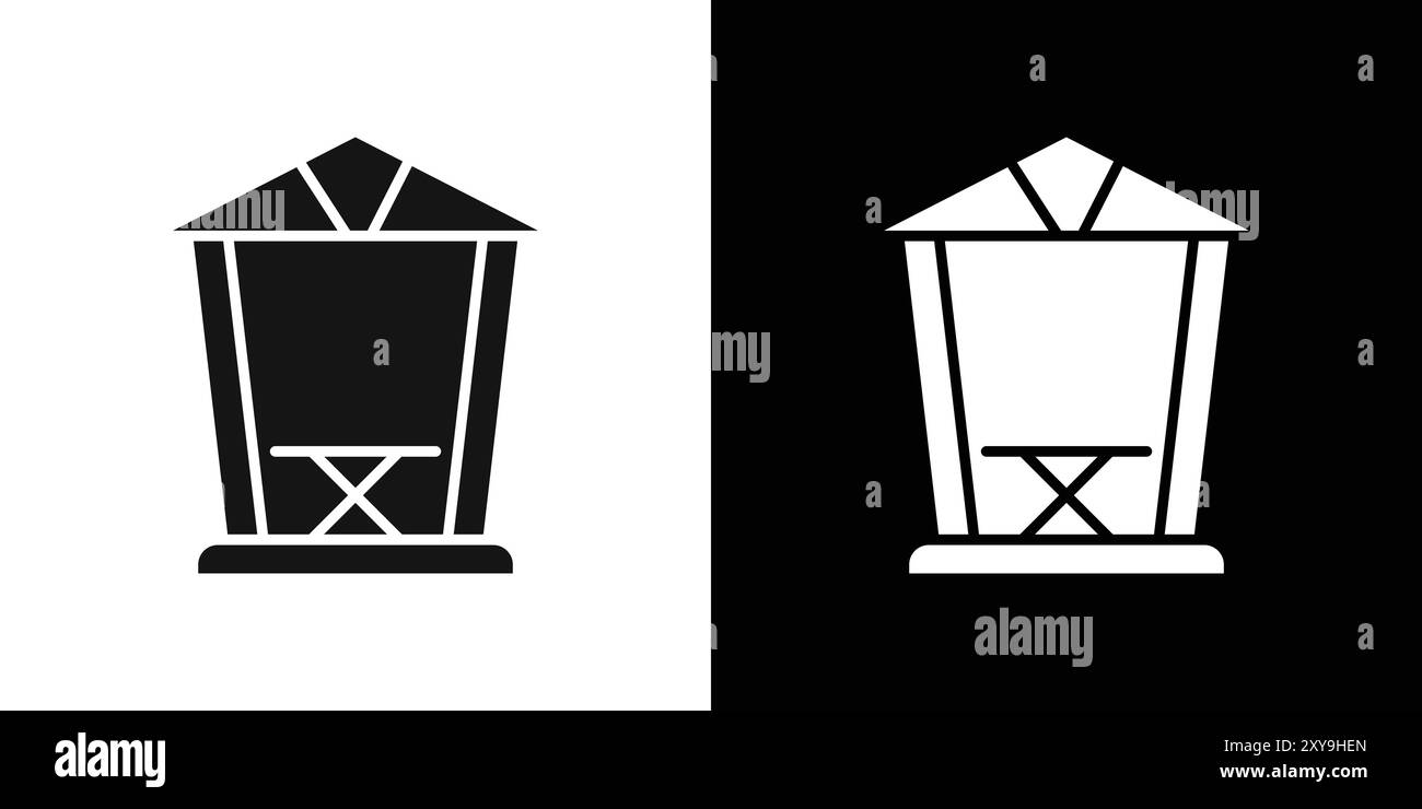 Gazebo icon logo sign vector outline in black and white color Stock ...